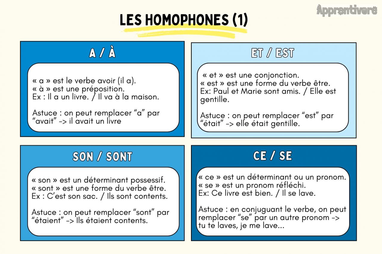 Les homophones 1 - Apprentivore